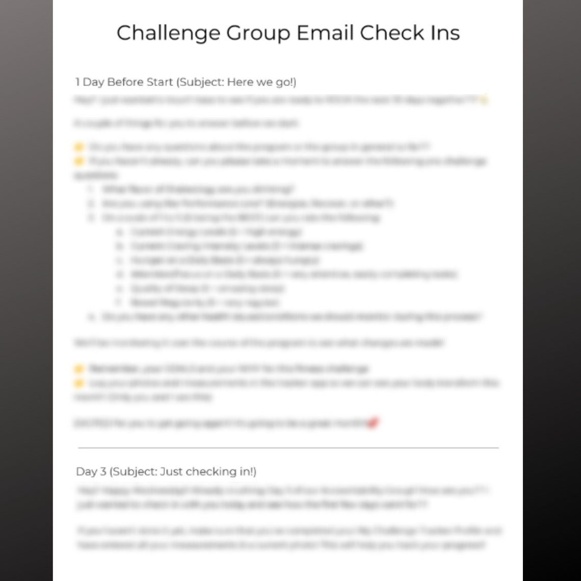 Challenge Group Weekly Check in Email Templates | Done for You Emails ...
