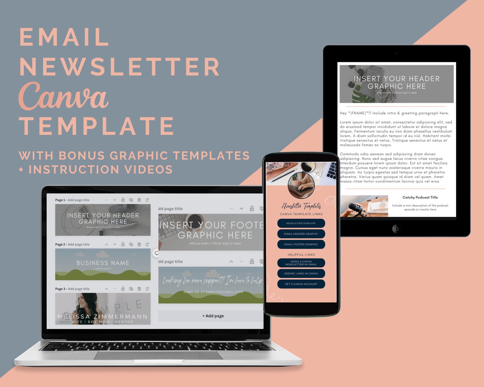EDITABLE Email Newsletter Template | Canva Template | Canva Newsletter ...
