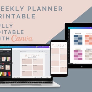Weekly Planner Printable | Canva Template | Work Schedule | Household ...
