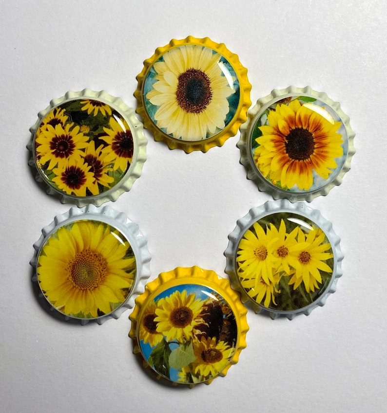 Sunflowers Sunflower Magnets Magnet Bottlecap Magnets - Etsy