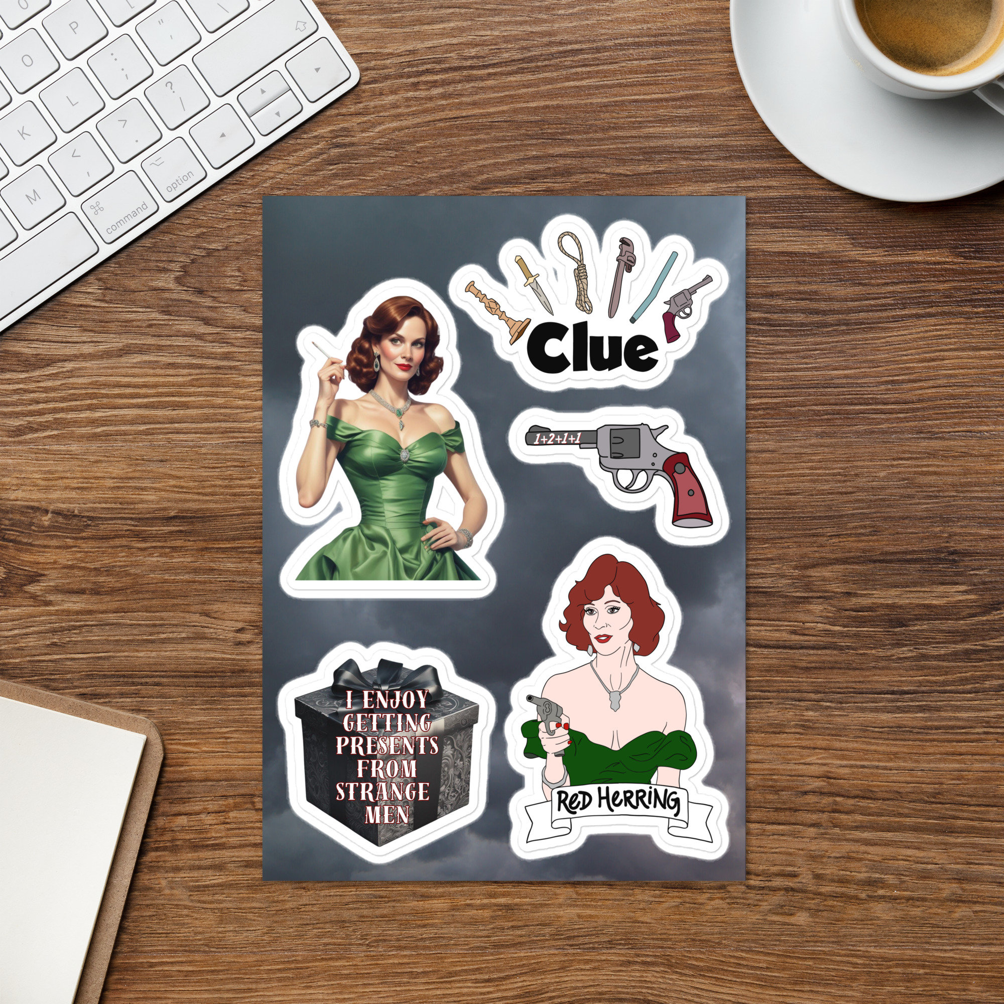 Clue Sticker Sheet Miss Scarlet Comedy Movie & Game Whodunnit Murder ...