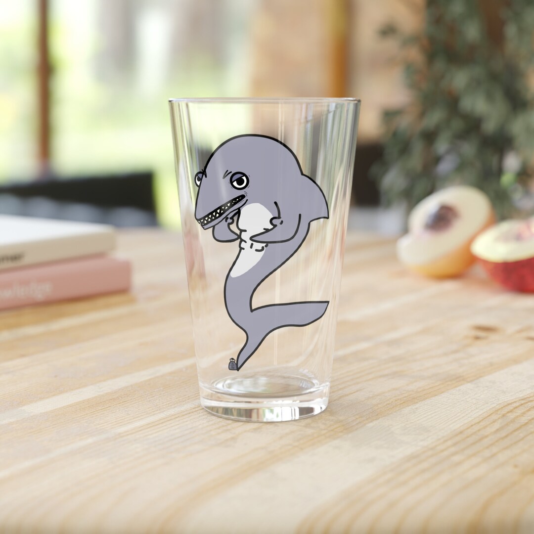 Tough Weight Lifting Muscle Shark Workout Simple Water Cup Pint Glass ...