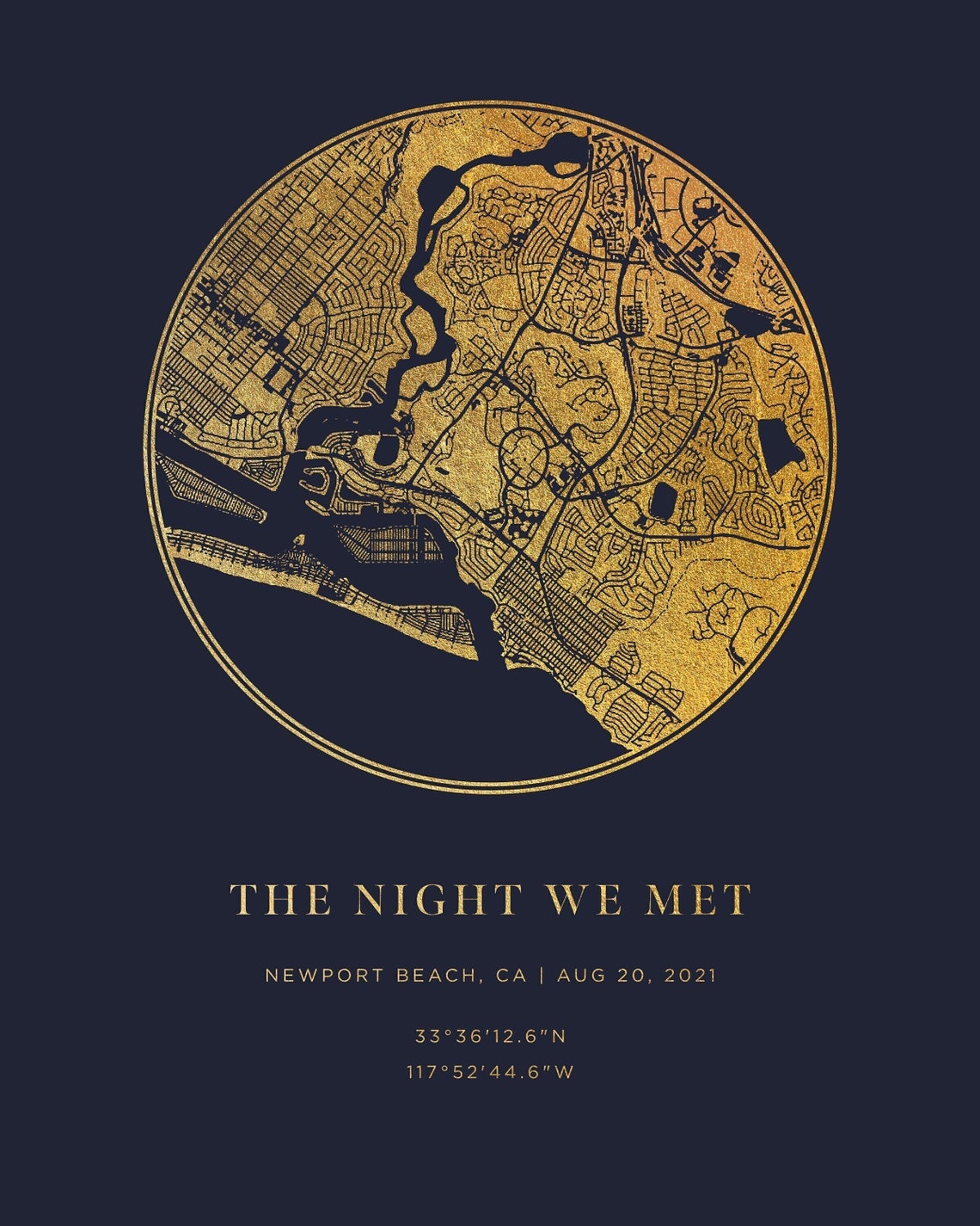 The Night We Met Location Map gold Foil Look Location - Etsy