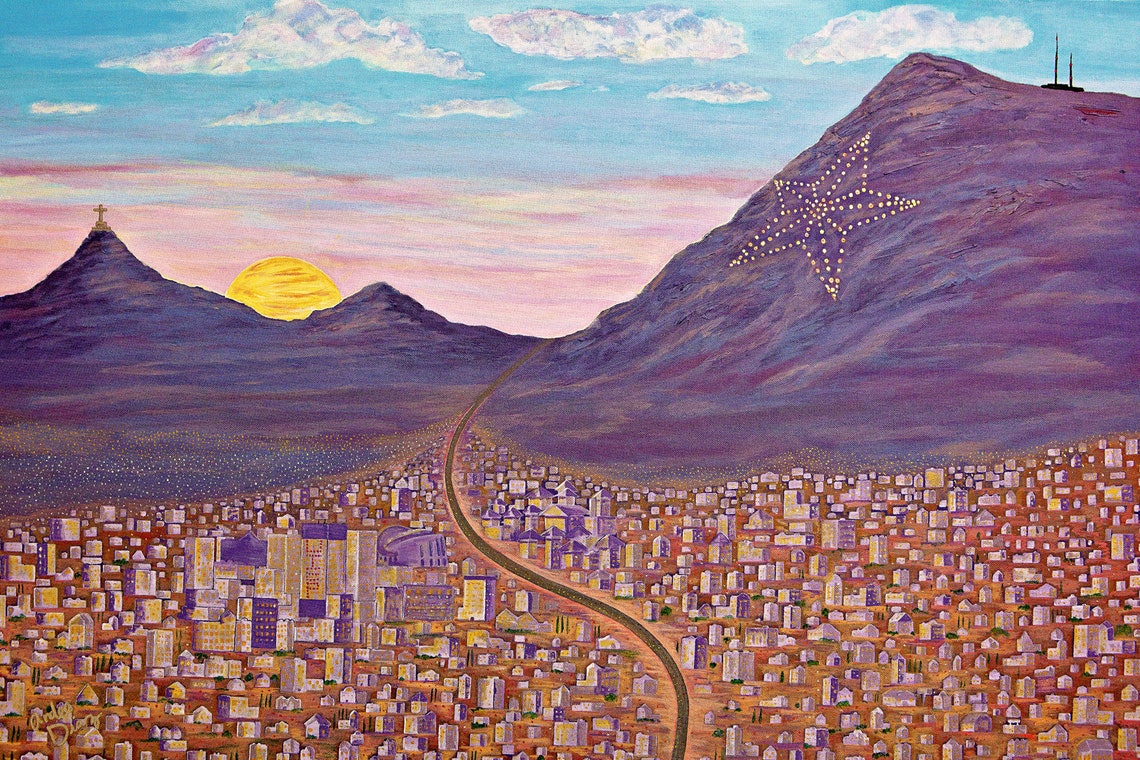 El Paso Star on Mountain Art Print - Etsy