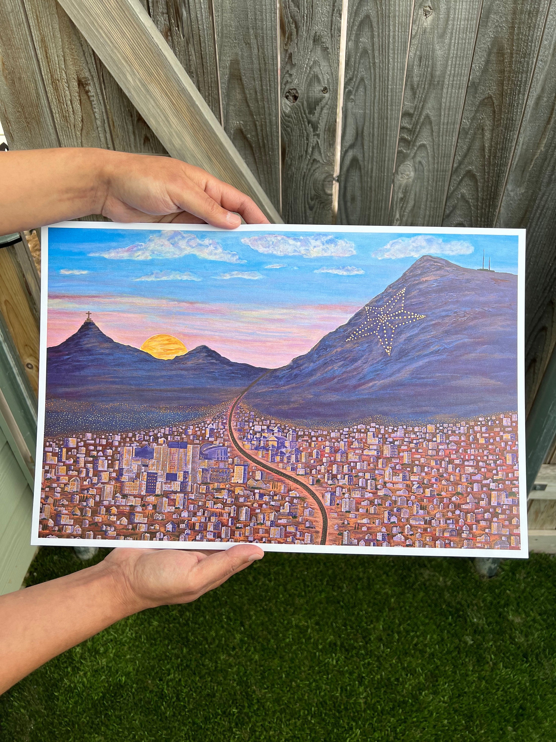 El Paso Star on Mountain Art Print - Etsy