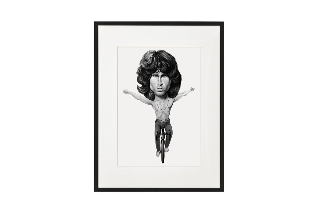 Cycling Art Jim Morrison Riding His Bicycle Cycling Poster Cycling ...