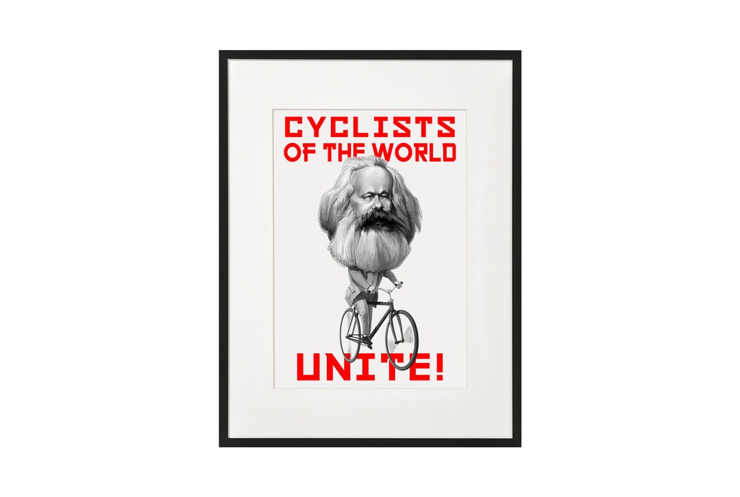 Cycling Art Karl Marx Riding His Bicycle Cycling Poster Cycling Print ...