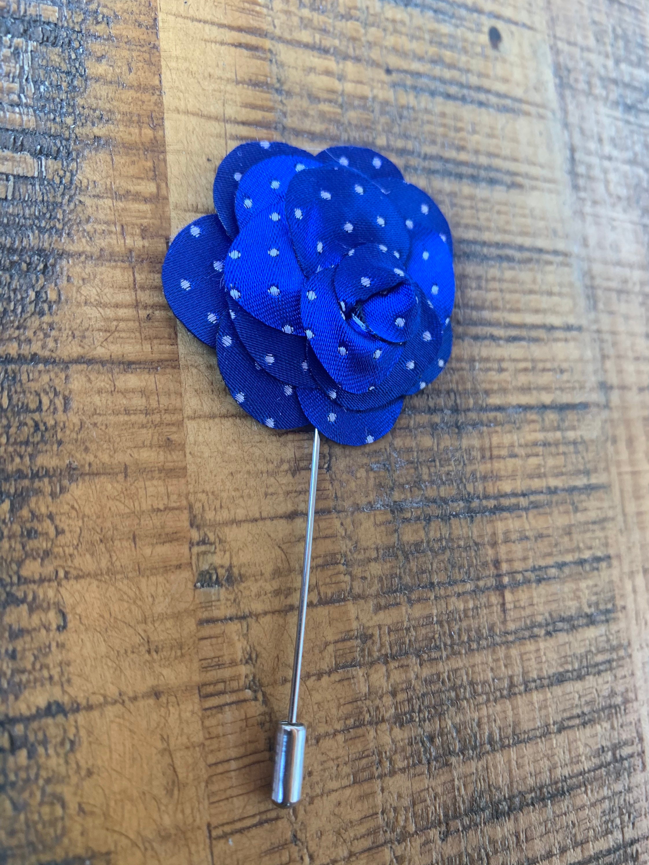 Blue Polka Dot Floral Lapel Pin Formal Lapel Pin Stem Pin - Etsy