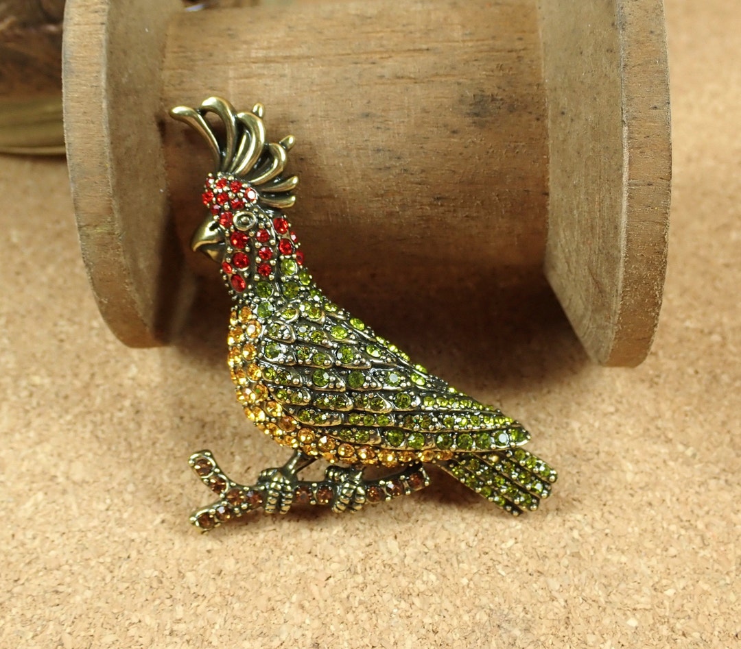 Cockatoo Bird Pin Brooch - OFF PARK Multicolored Crystal Rhinestone ...