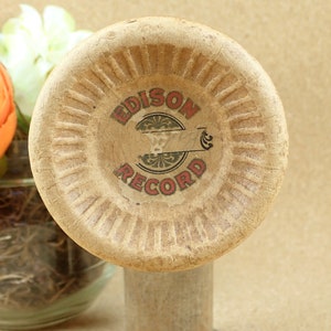 Vintage Edison Gold Moulded Records Cylinder Record, Case & Cap ...