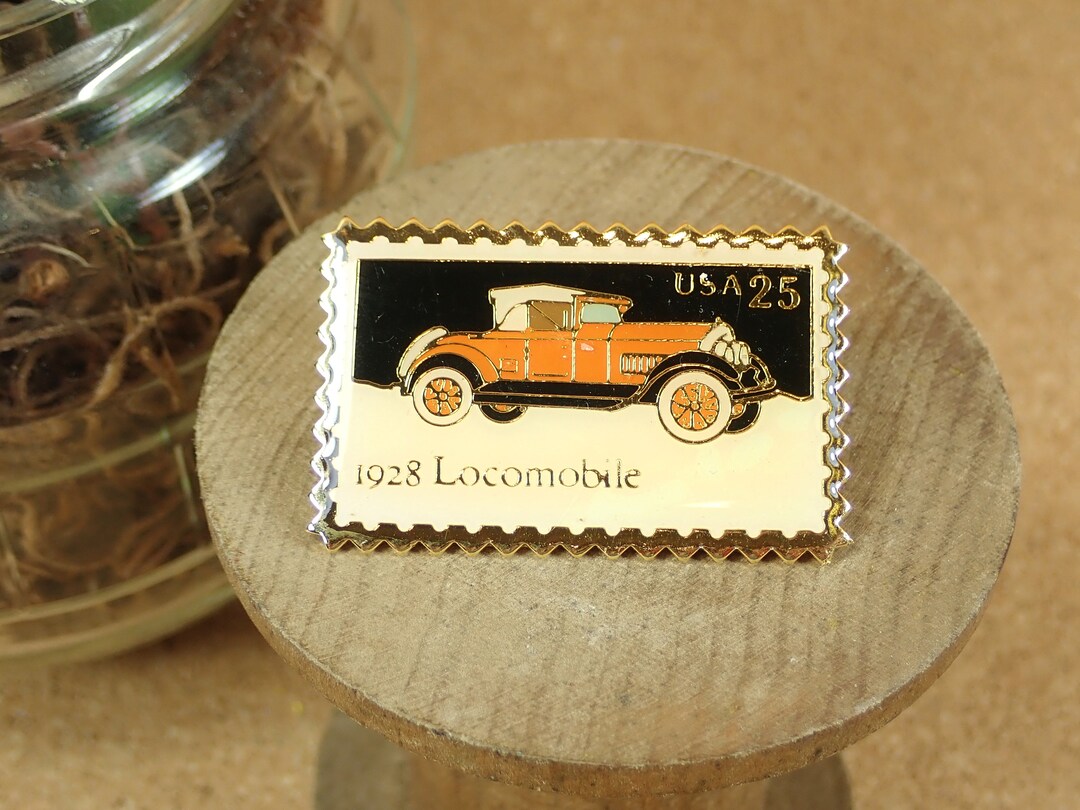 USPS 1928 Locomobile 25 Cent Stamp Pin 1988 JG&A Colored - Etsy