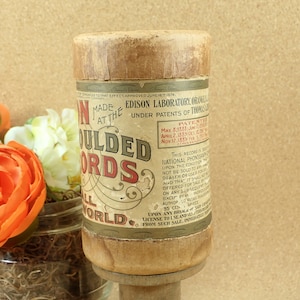 Vintage Edison Gold Moulded Records Cylinder Record, Case & Cap ...