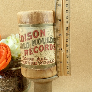 Vintage Edison Gold Moulded Records Cylinder Record, Case & Cap ...