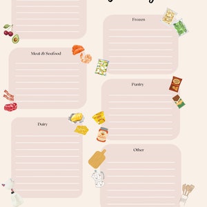 Weekly Meal Plan Sheet and Grocery List | Digital Product| Custom Meal ...