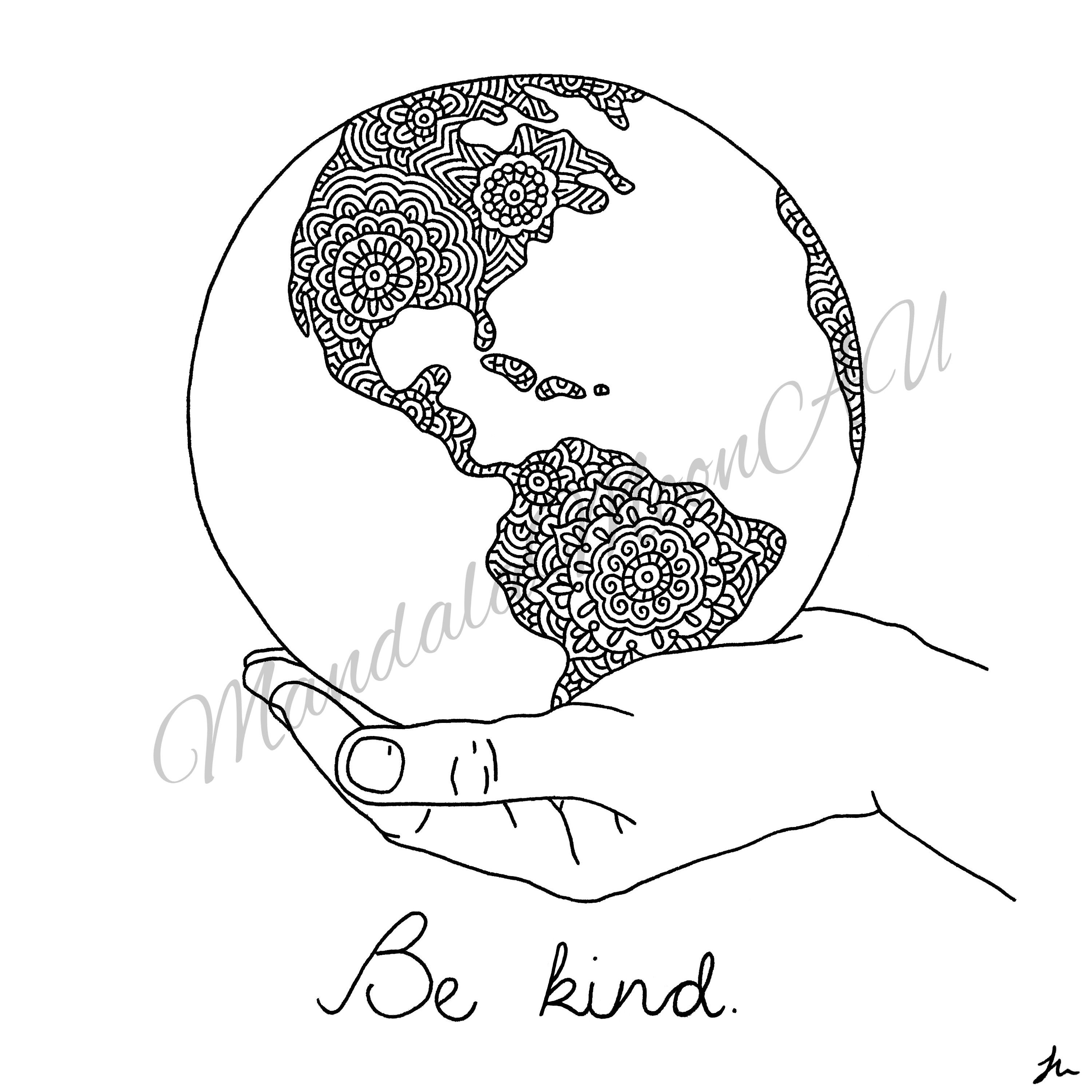 Earth In Hands Drawing