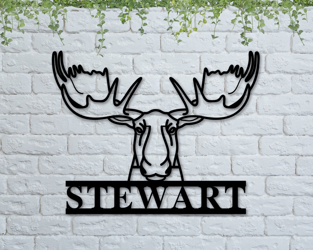 Moose Sign, Moose Head Sign, Custom Name Sign, Personalized Sign, Metal ...