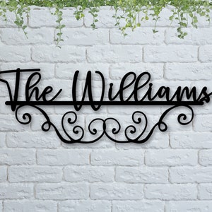 Custom Metal Family Name Sign: Script Monogram Wall Decor - Etsy