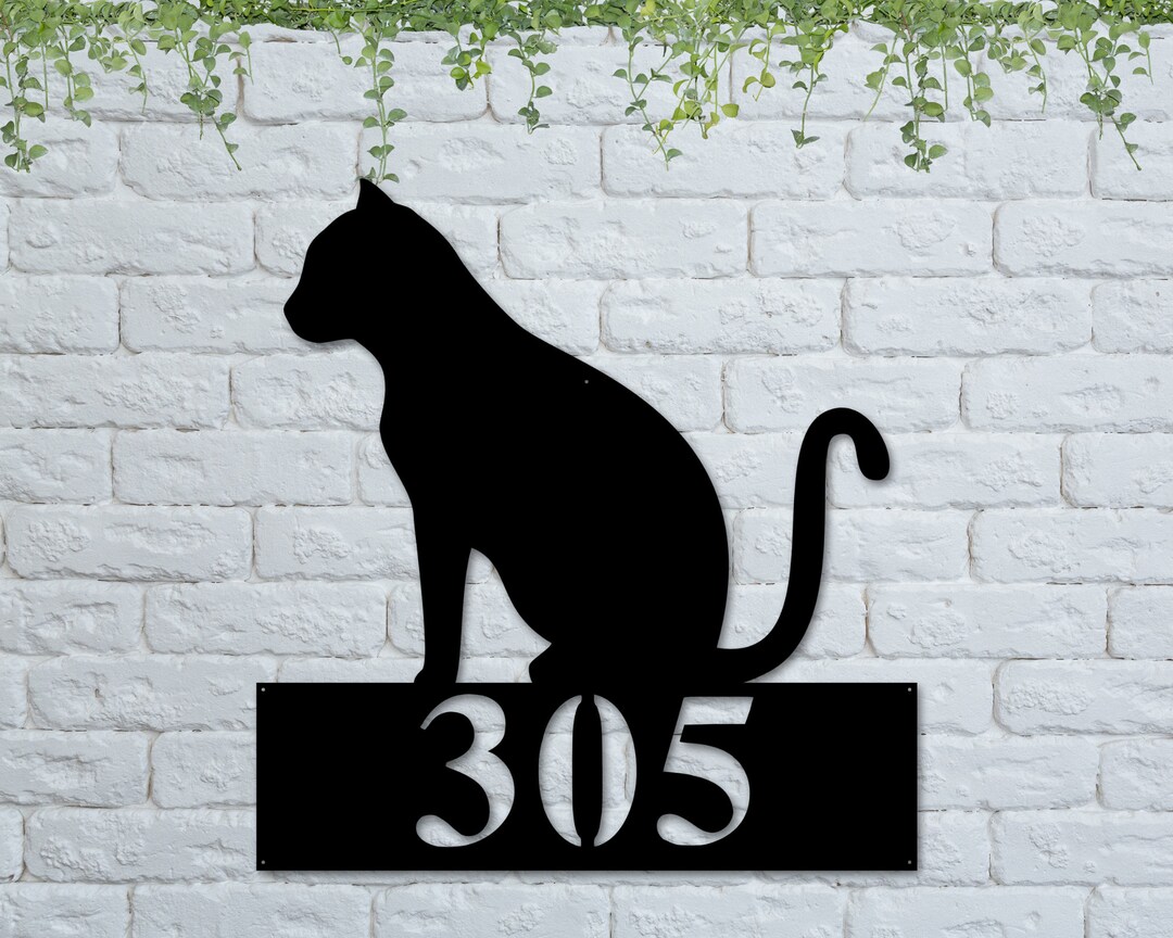 Personalized Cat Address Sign: Powder Coated Metal Art - Etsy