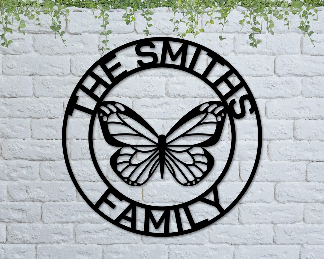 Personalized Butterfly Metal Sign: Custom Family Name, Powder Coated - Etsy