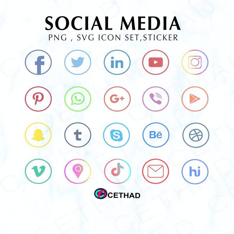 Social Media SVG PNG ICON Set Bundle, Social Media Icons & Logo Svg ...