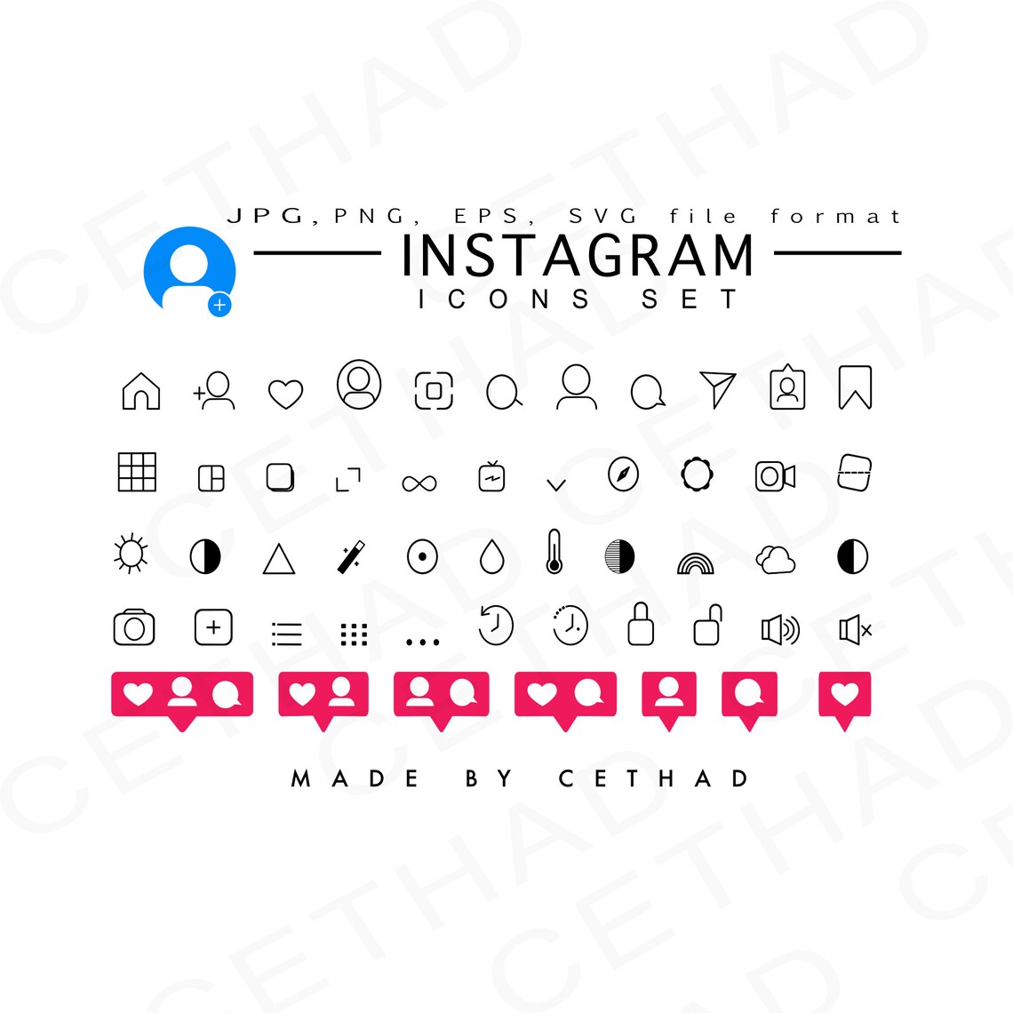 Instagram Icon Set , SVG, EPS, PNG Files, Social Media Instagram ...