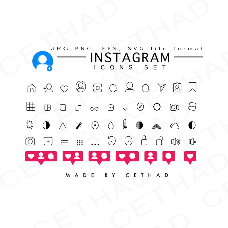 Instagram Icon Set , SVG, EPS, PNG Files, Social Media Instagram ...