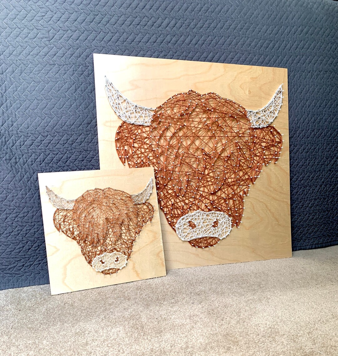 String Art Highland Cow Home Decor, Custom Wall Hanging Sign, DIY Craft ...