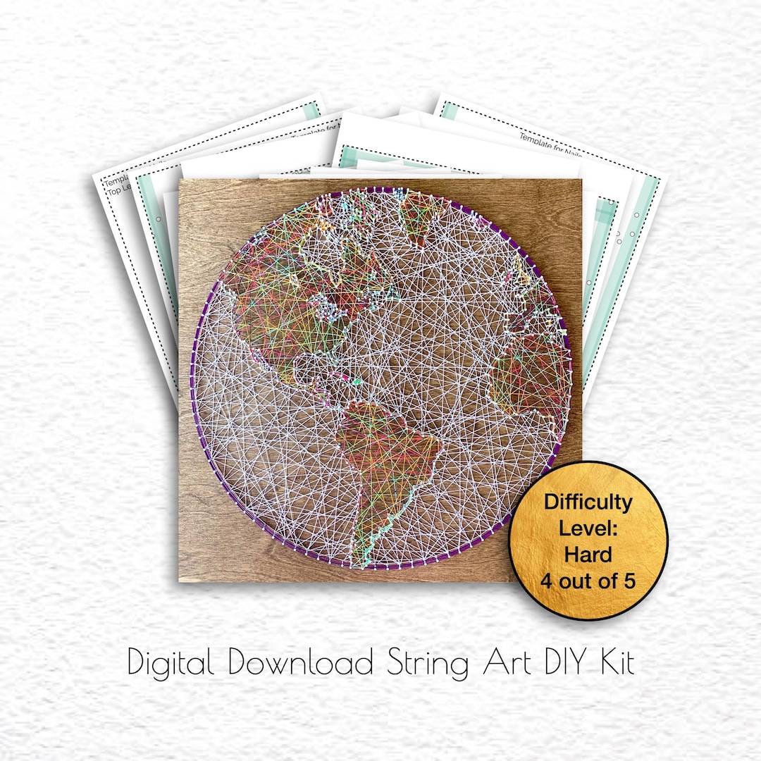 DIY String Art LARGE Globe Home Decor, 3D World Map Wall Hang Sign ...