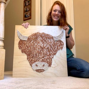 DIY String Art Cow Highland Home Decor, LARGE Wall Hanging Sign, Custom ...