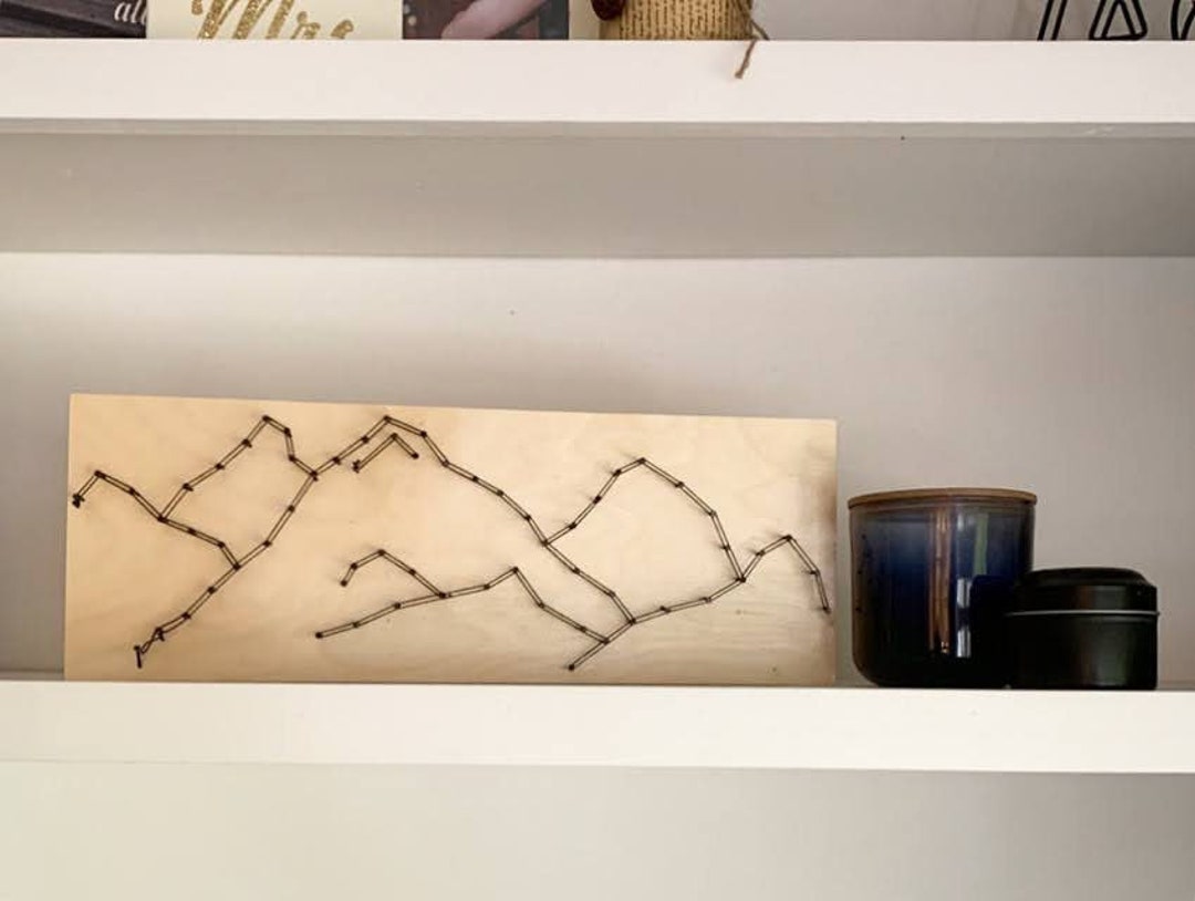 String Art Mountains Decor, Custom 3D Minimalist Wall Hang Home Sign, DIY Craft Kit Nail Project ...