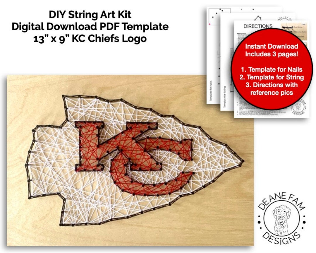 DIY String Art Chiefs Football Digital Download PDF Template Nail ...