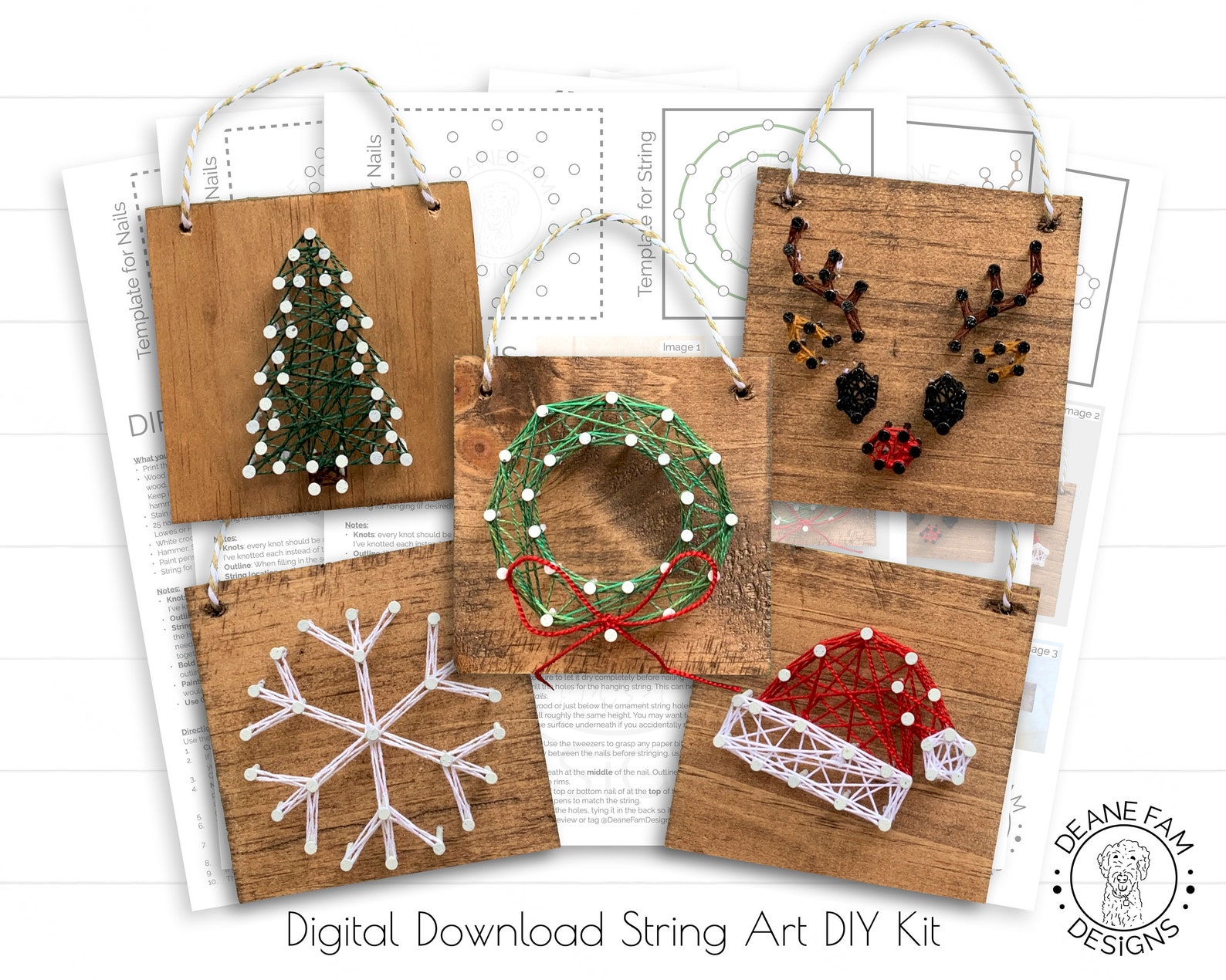 DIY String Art Christmas Ornament Tree Decor, Set of 5 Personalize ...