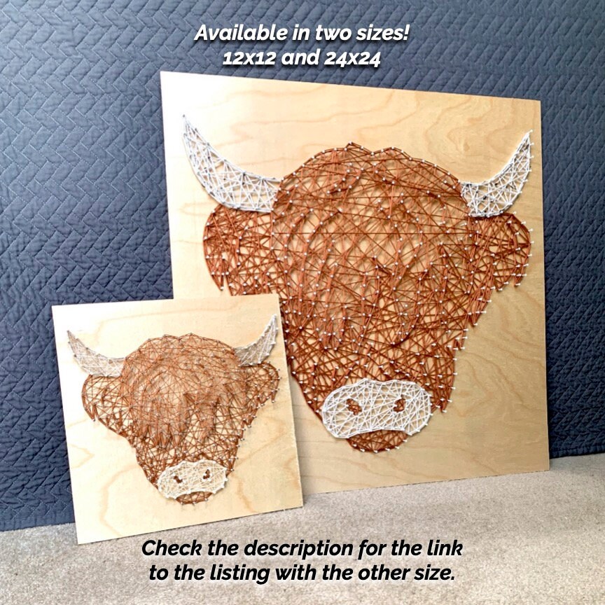 DIY String Art Cow Highland Home Decor, SMALL Wall Hanging Sign, Custom ...