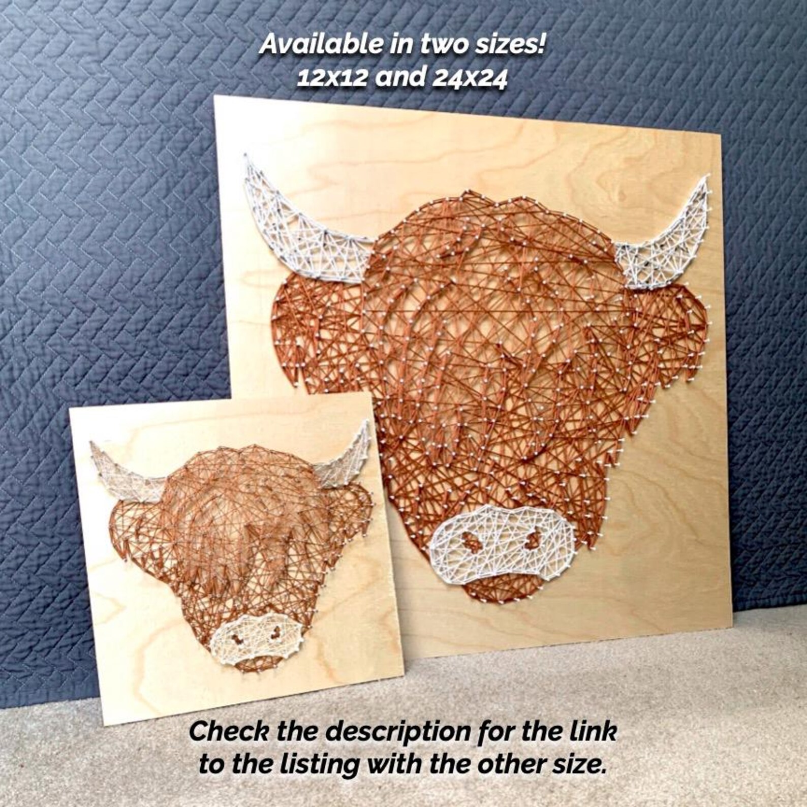 DIY String Art Cow Highland Home Decor, LARGE Wall Hanging Sign, Custom ...