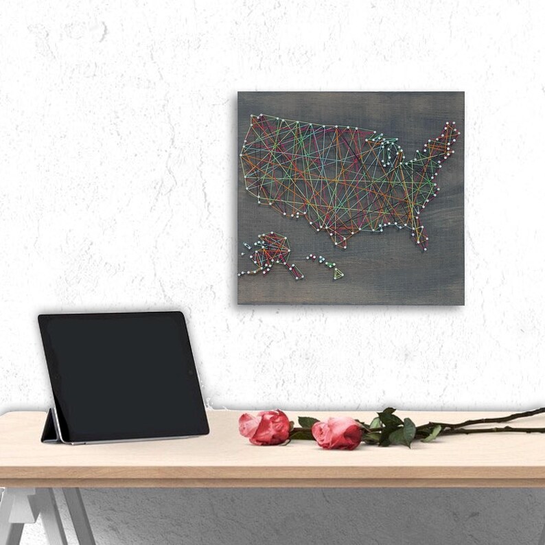 String Art Map Decor, Custom 3D Rainbow United State Wall Hang Home ...