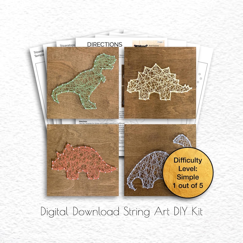DIY String Art Dinosaur Nursery Decor, Wall Hanging Sign, Custom Nail ...