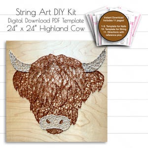 DIY String Art Cow Highland Home Decor, LARGE Wall Hanging Sign, Custom ...