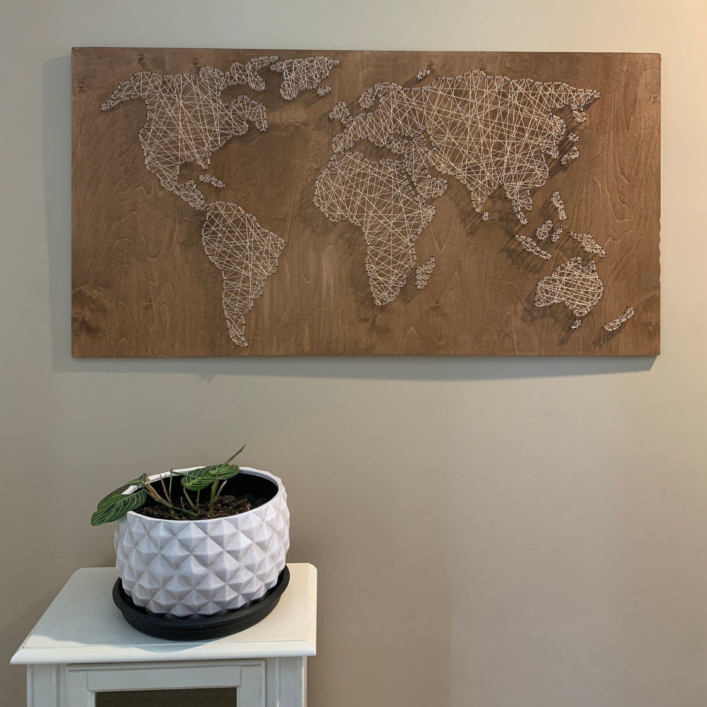 String Art World Map Home Decor, Custom Large Wall Hanging Sign, DIY ...