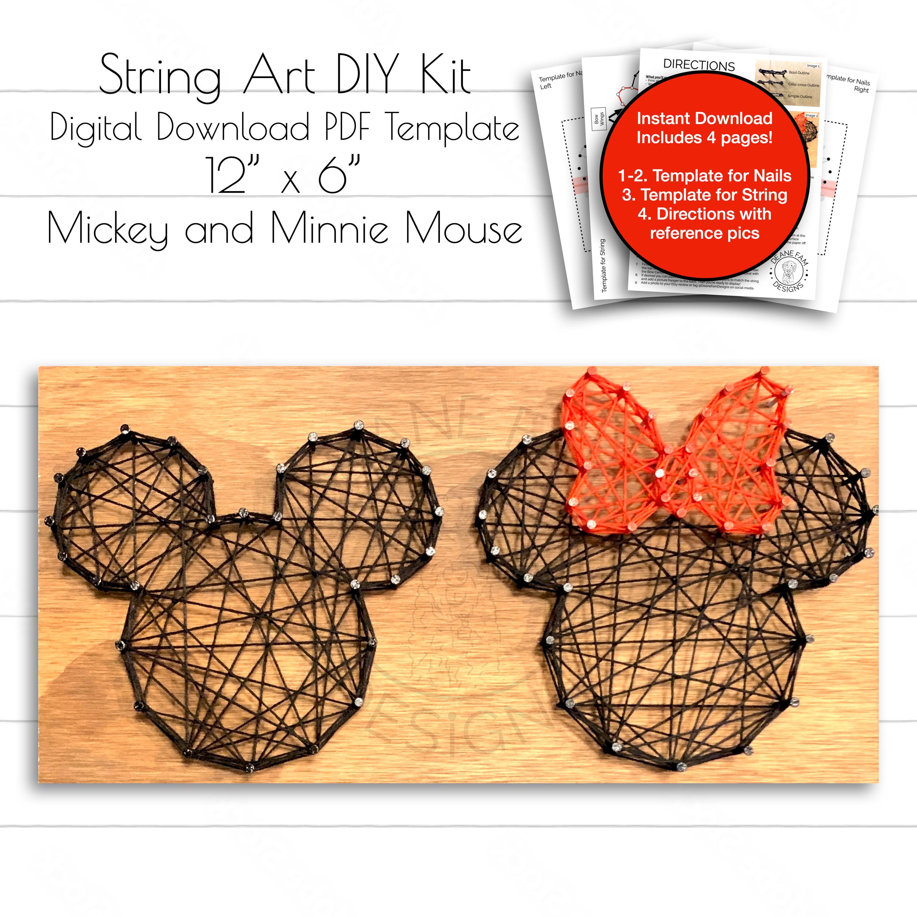DIY String Art Mickey and Minnie Mouse Kids Home Decor, 3D Wall Hang ...