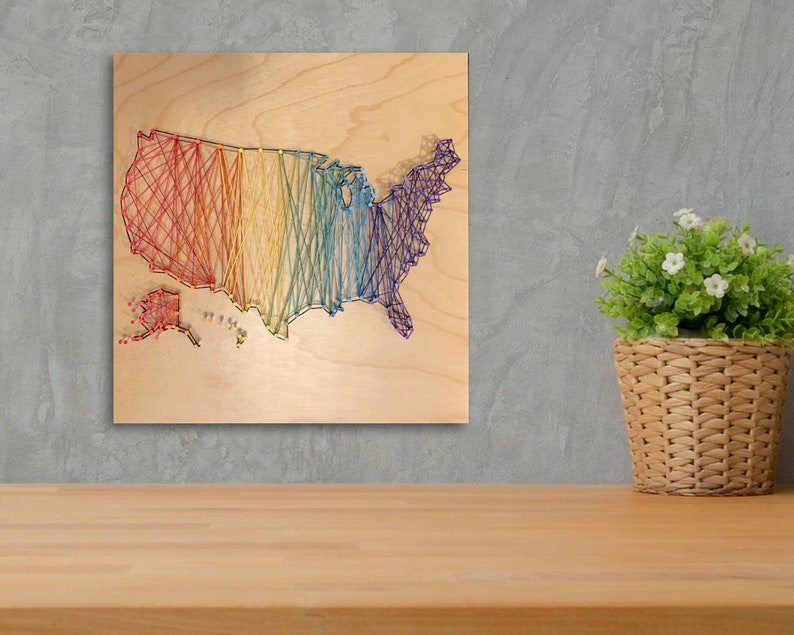 DIY String Art Map Home Decor, United States USA Custom Wall Hanging ...