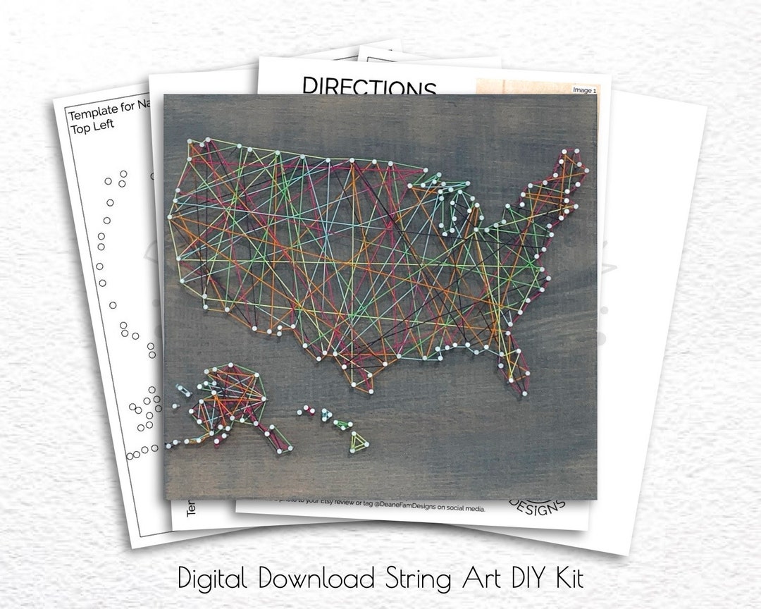 DIY String Art Map Home Decor, United States USA Custom Wall Hanging ...