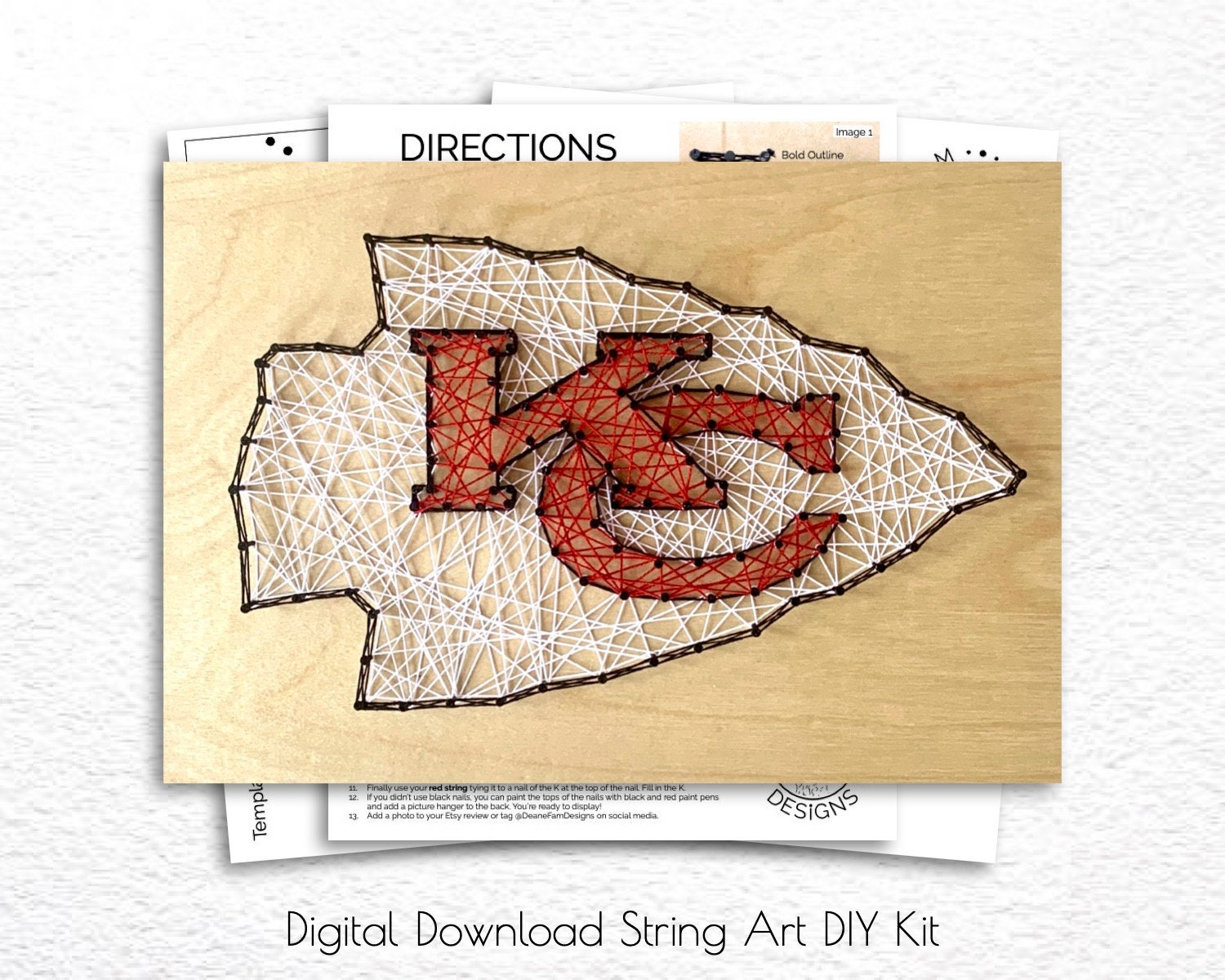 DIY String Art Chiefs Football Digital Download PDF Template Nail ...