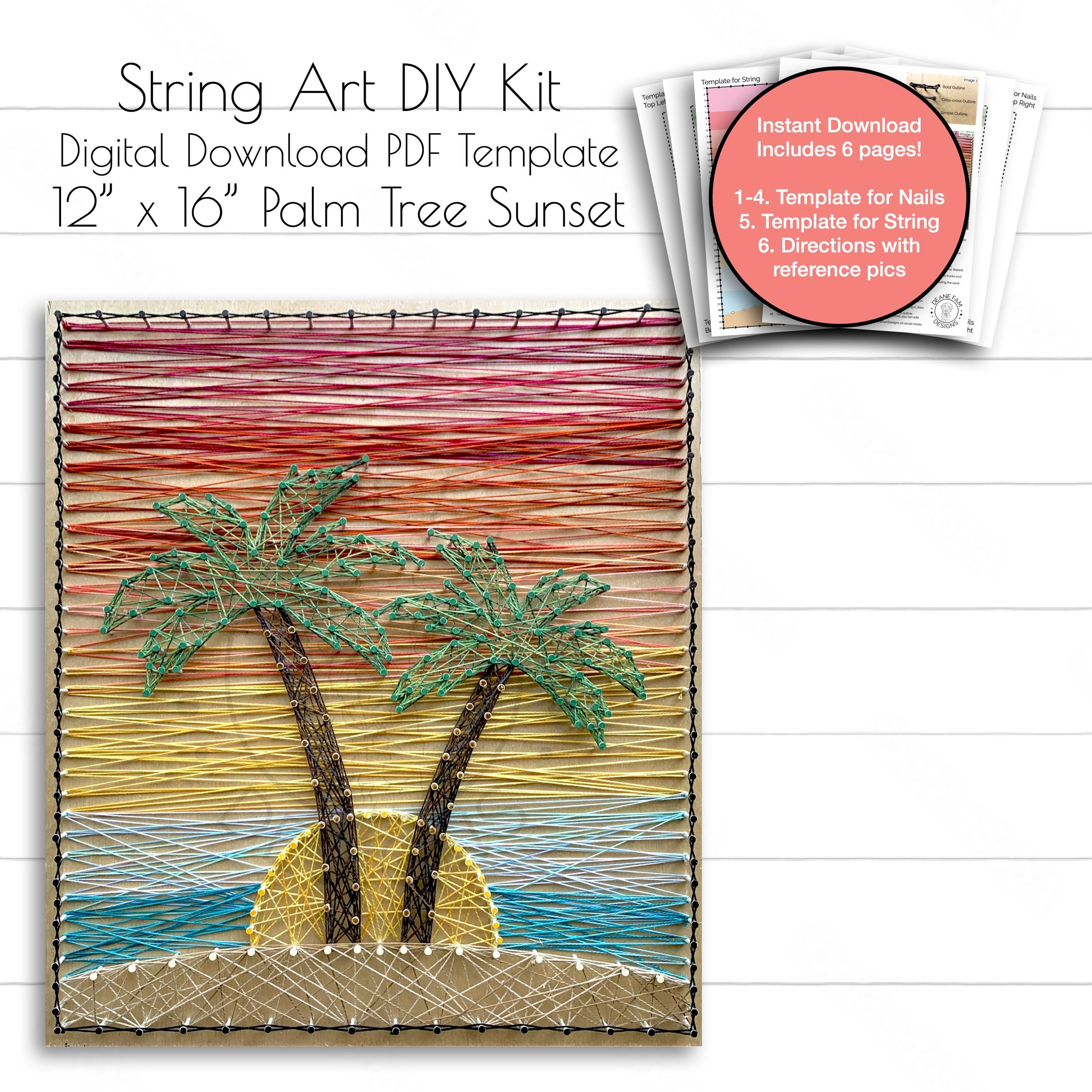 DIY String Art Palm Tree Sunset Home Decor, 3D Wall Sun Hanging Sign ...