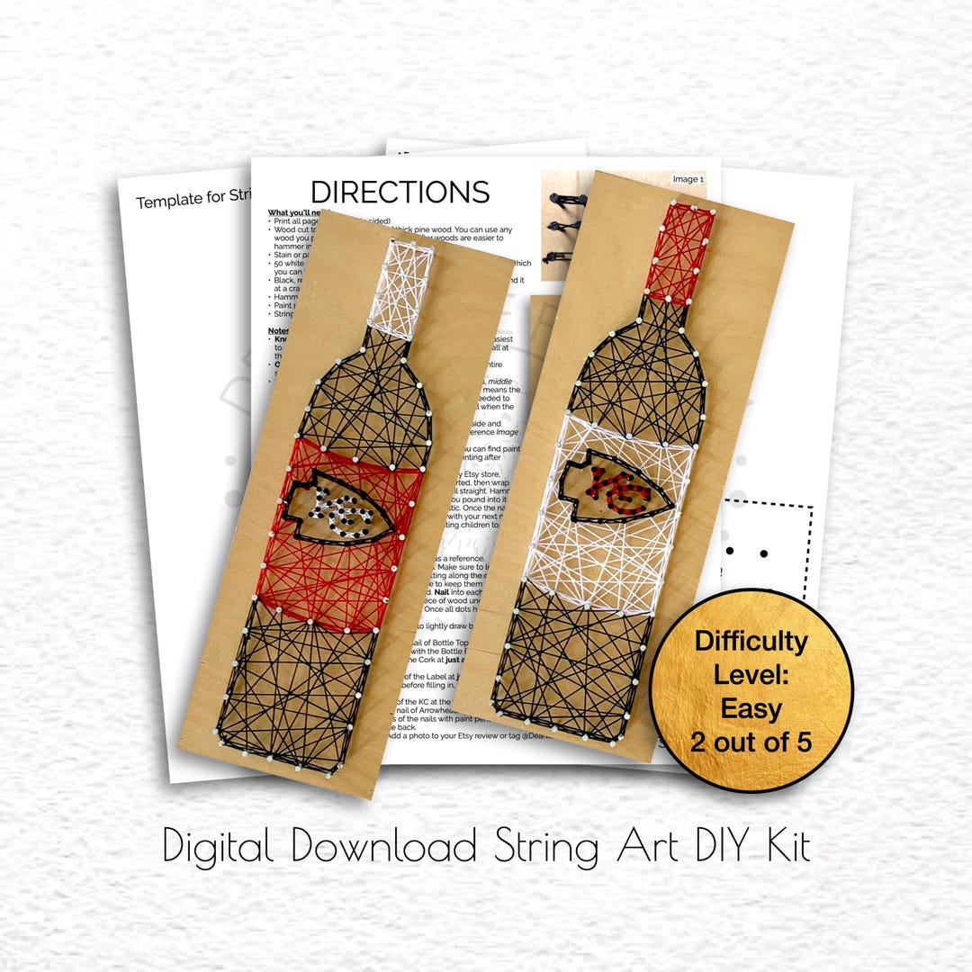 DIY String Art Chiefs Home Decor, KC Kansas Logo City Kit, 3D Wall ...