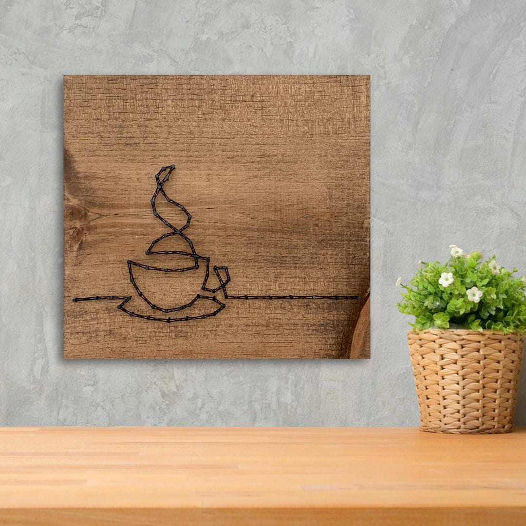 String Art Coffee Sign, Custom 3D Cafe Mug Bar Wall Hang Home Decor ...