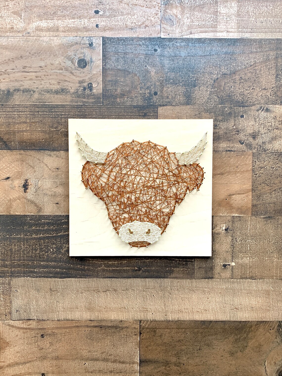 Diy String Art Highland Cow Digital Download Pdf Template Nail