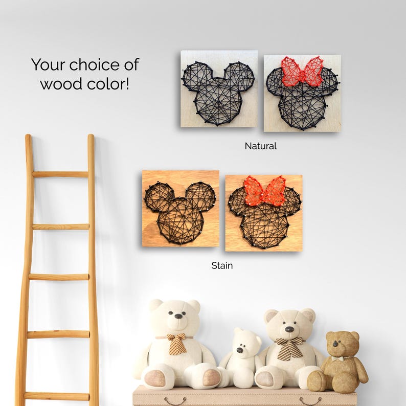DIY String Art Mickey and Minnie Mouse Kids Home Decor, 3D Wall Hang ...