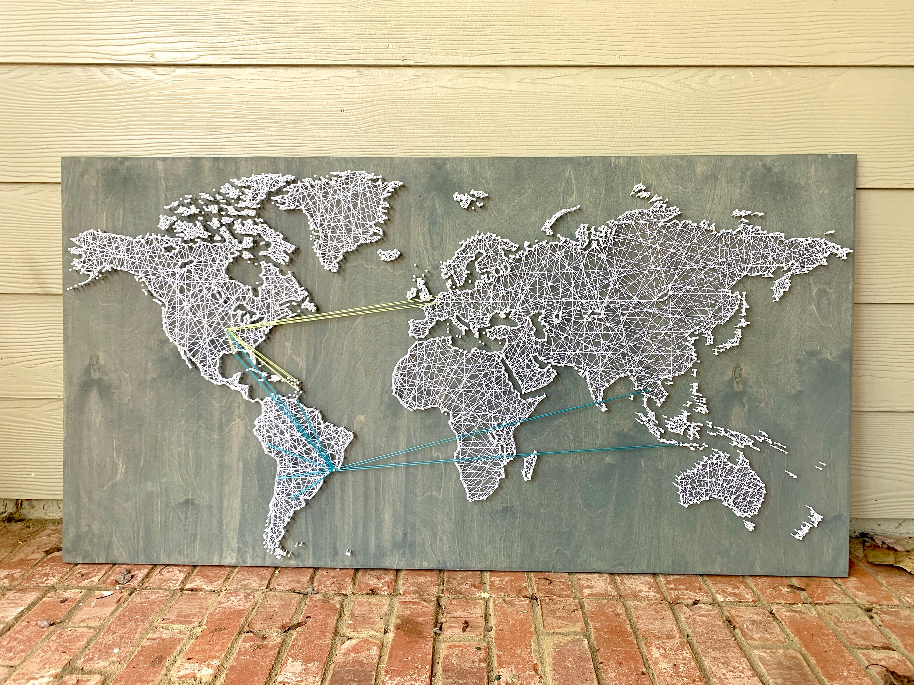 String Art World Map Home Decor, Custom Large Wall Hanging Sign, DIY ...