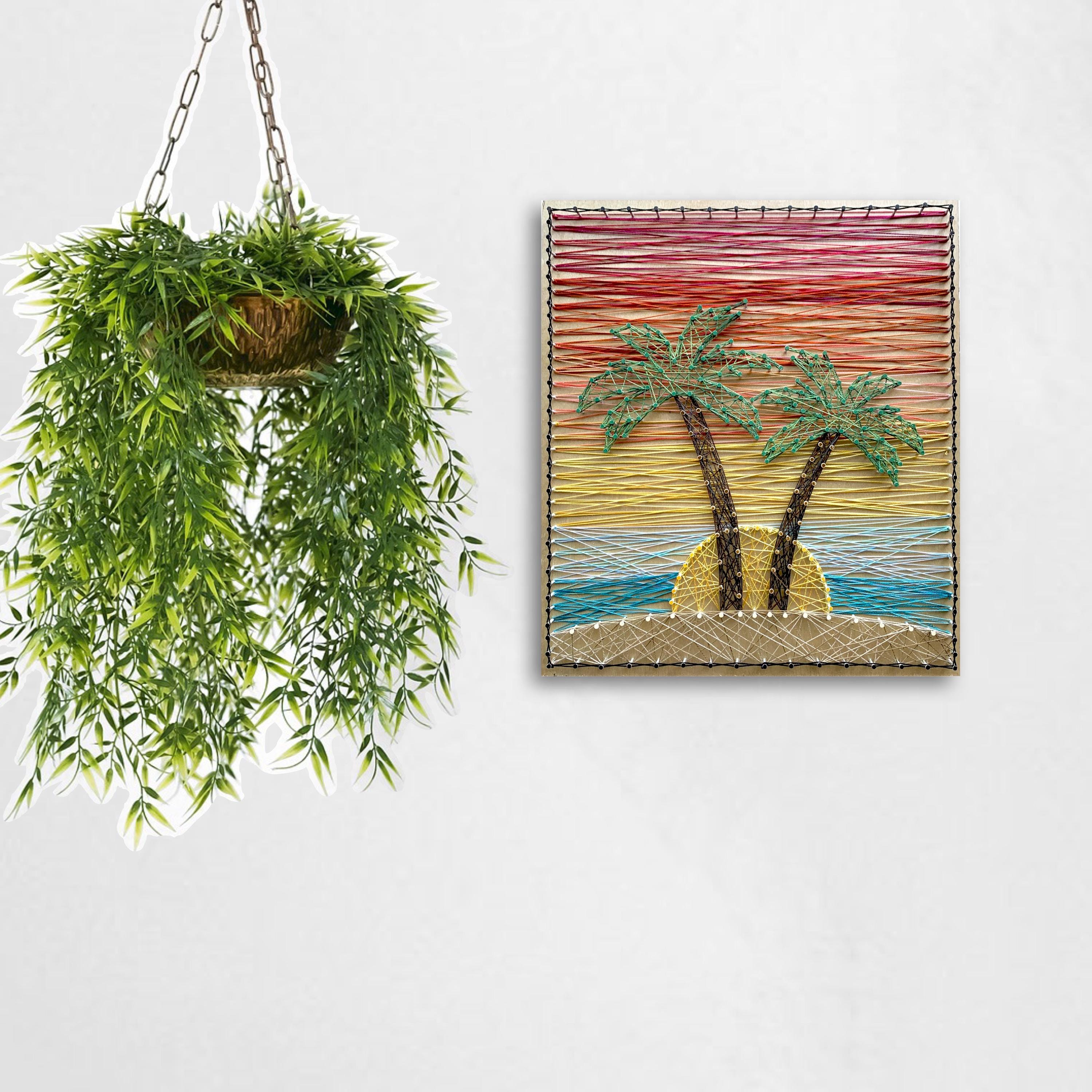 DIY String Art Palm Tree Sunset Home Decor, 3D Wall Sun Hanging Sign ...