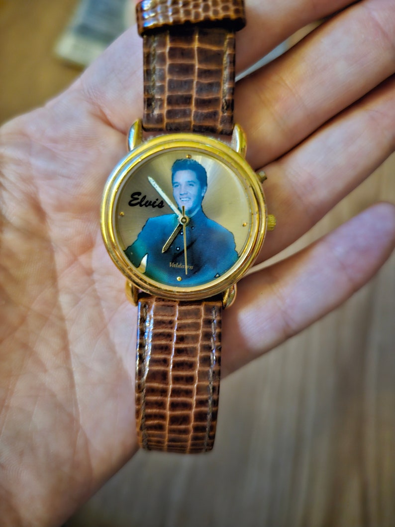 ELVIS Gold Crocodile Leather Watch - Etsy